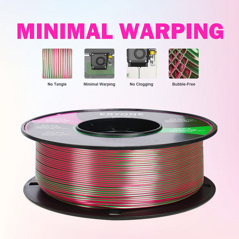 ERYONE Two-tone Silk PLA Filament Red and Green