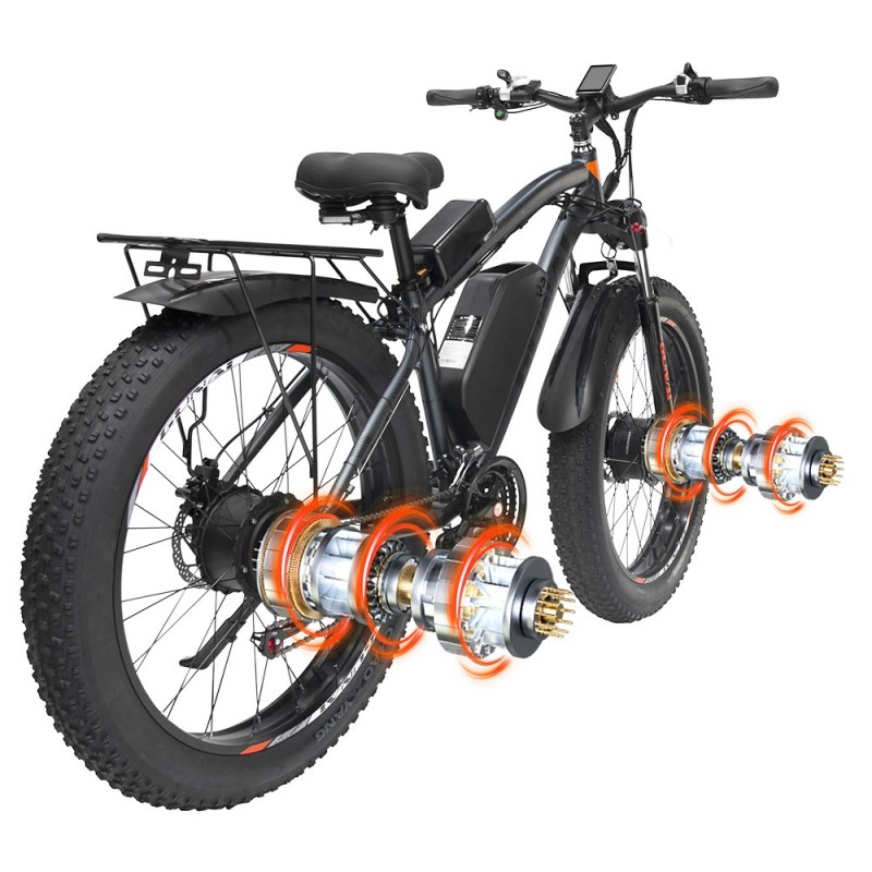 GUNAI GN88 elektrische fiets 26 inch 2 * 1000 W motoren 48 V 22 Ah 55 ...
