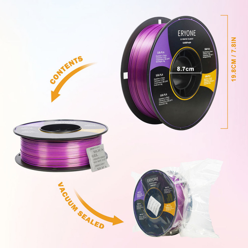 ERYONE Dual Color Silk PLA Filament Yellow and Purple
