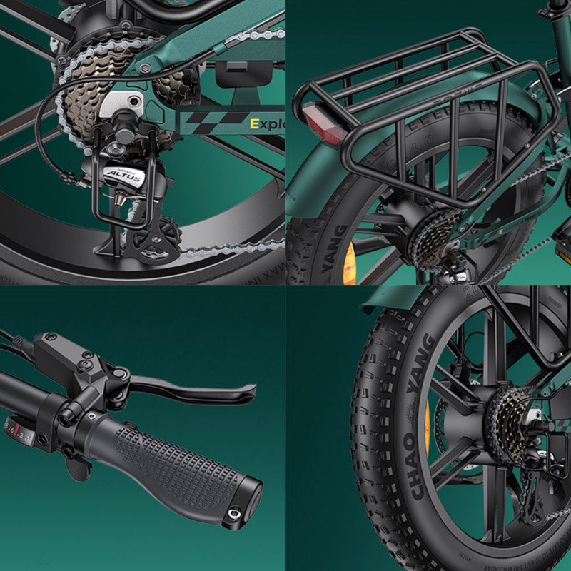 Bicicleta elétrica dobrável ENGWE ENGINE Pro 2.0 (versão antiga) 750W (pico de 1000W) 52V 16Ah preta